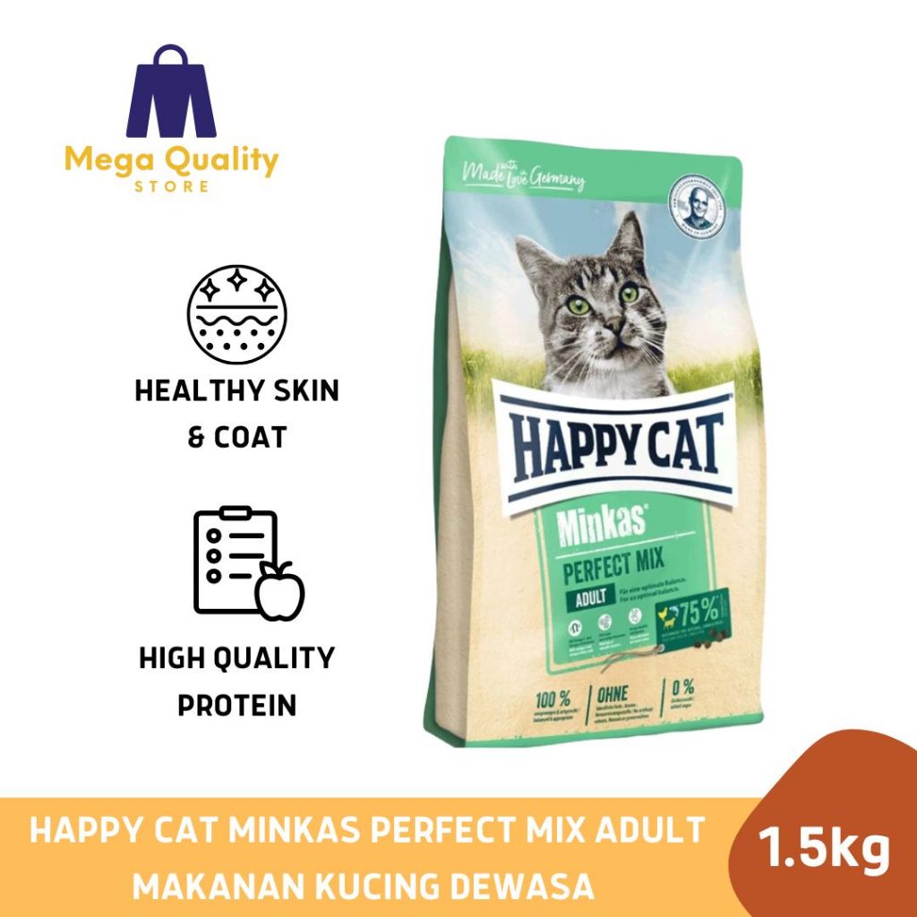 Jual Happy Cat Minkas Perfect Mix Adult Makanan Kucing Dewasa 1.5kg ...