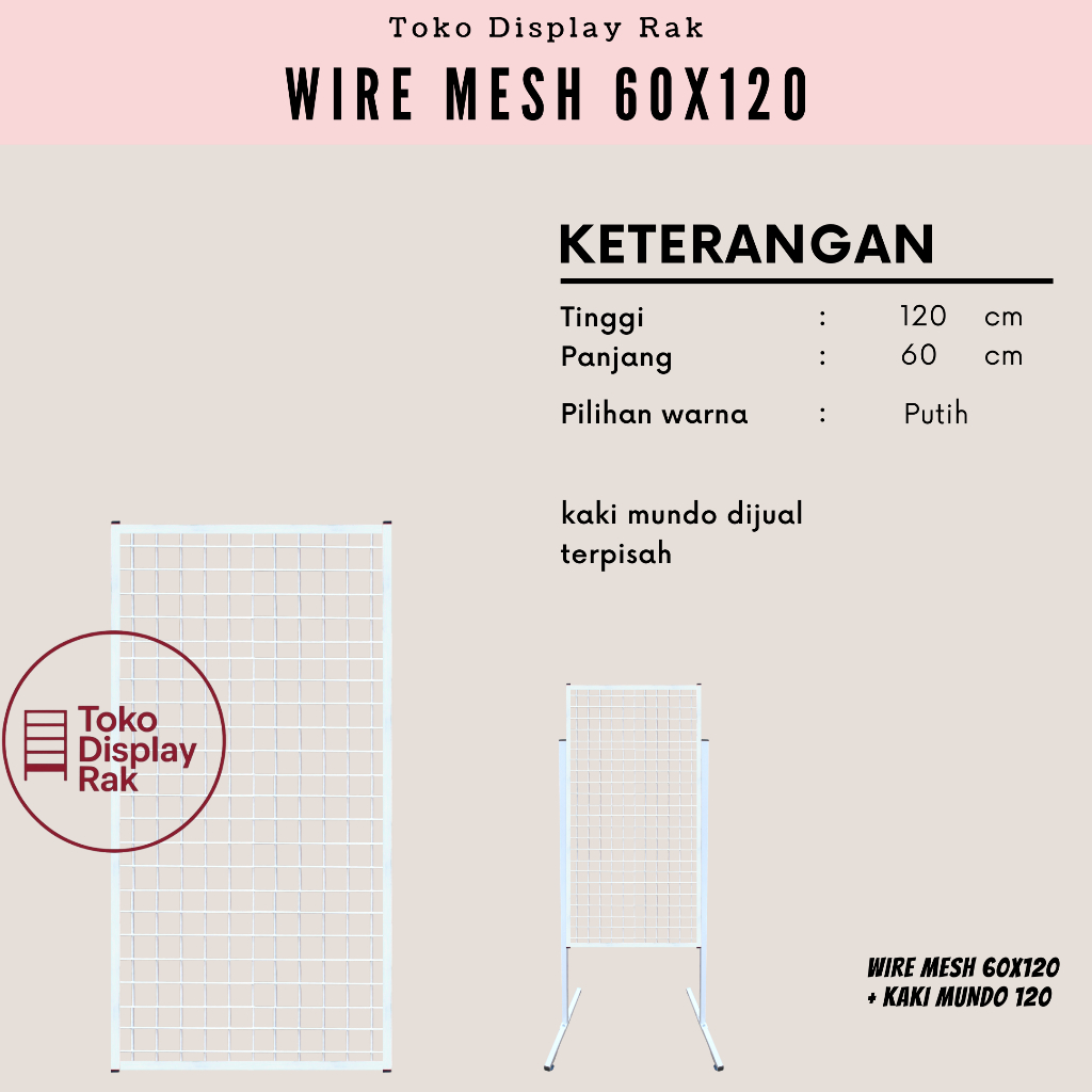 Jual WIRE MESH 60 X 120 CM | DISPLAY / KAWAT RAM JARING KOTAK DINDING ...