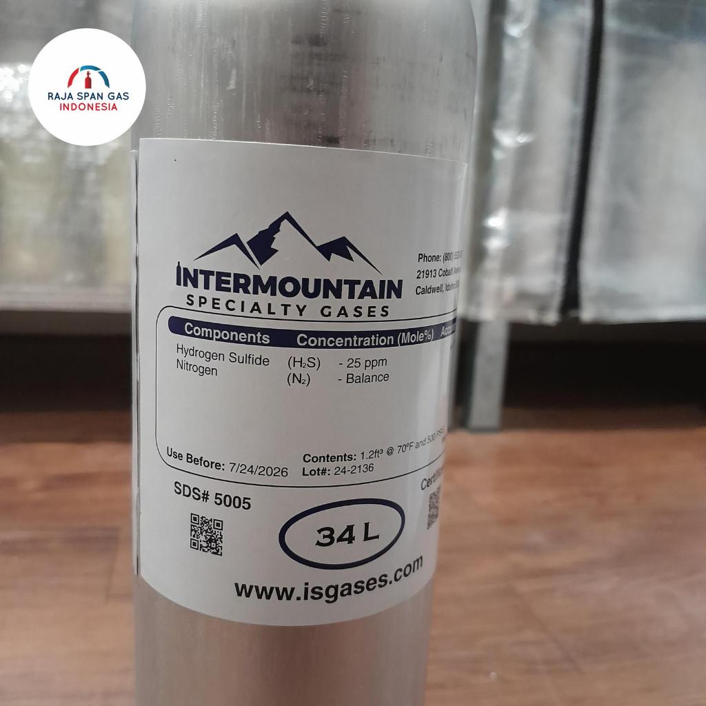 Jual Span Gas Intermountain 34 L Hydrogen Sulfide ( H2S ) 25 ppm ...