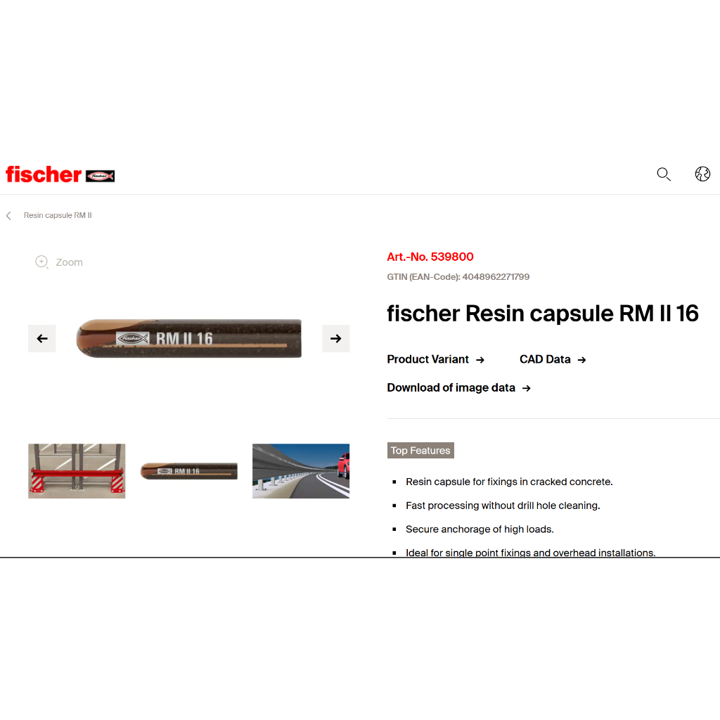 Jual Kapsul Fischer RM II M16/17 Chemset Chemical Anchor Capsule ...