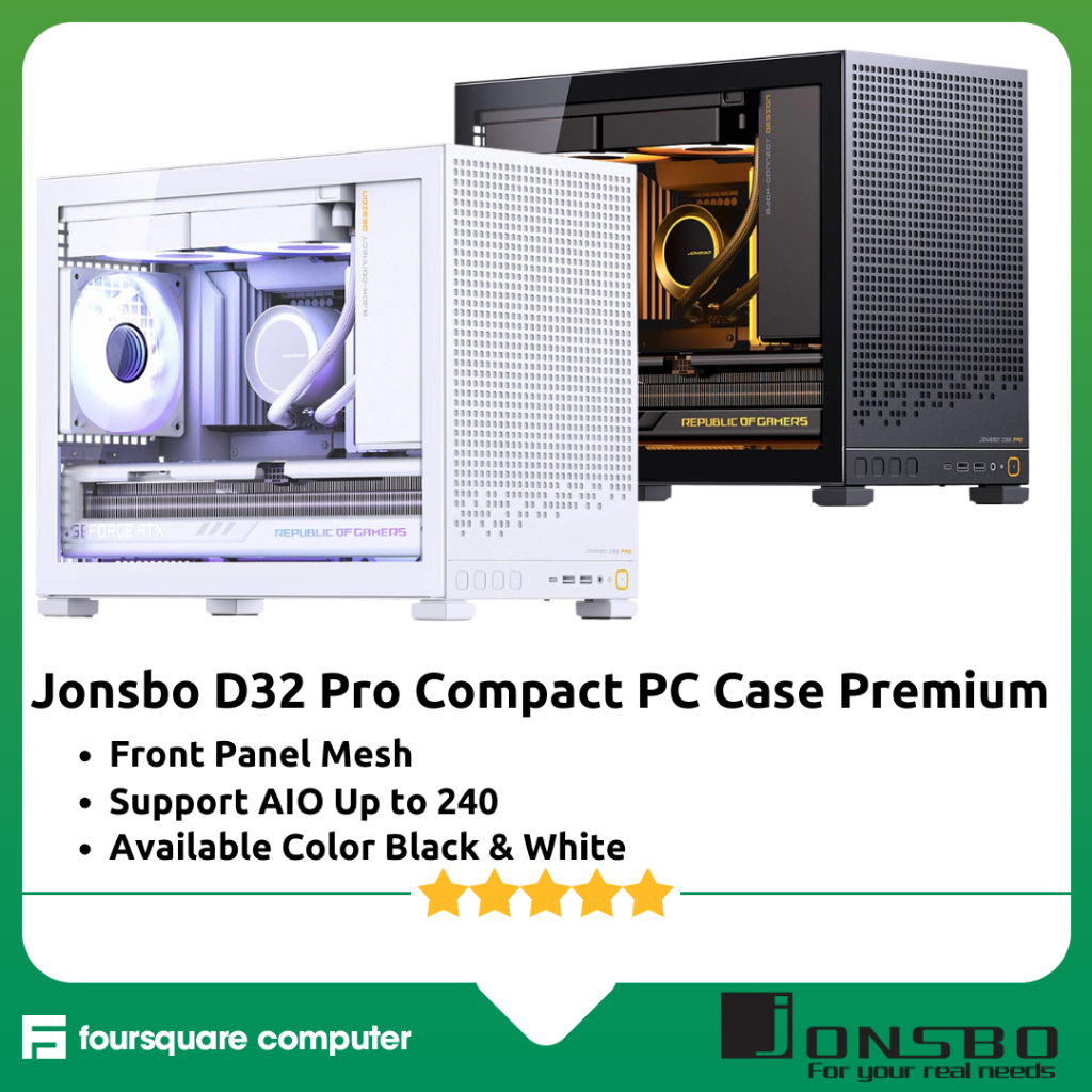 Jual Jonsbo D32 Pro Compact Tower M-ATX Case Tempered Glass Mesh ...