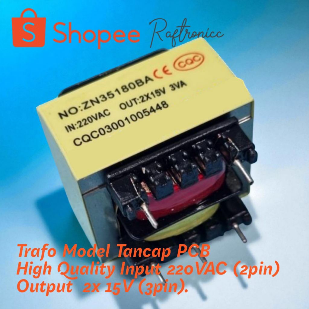 Jual Trafo Model Tancap PCB High Quality 220VAC (2pin), Output 2x 15V ...