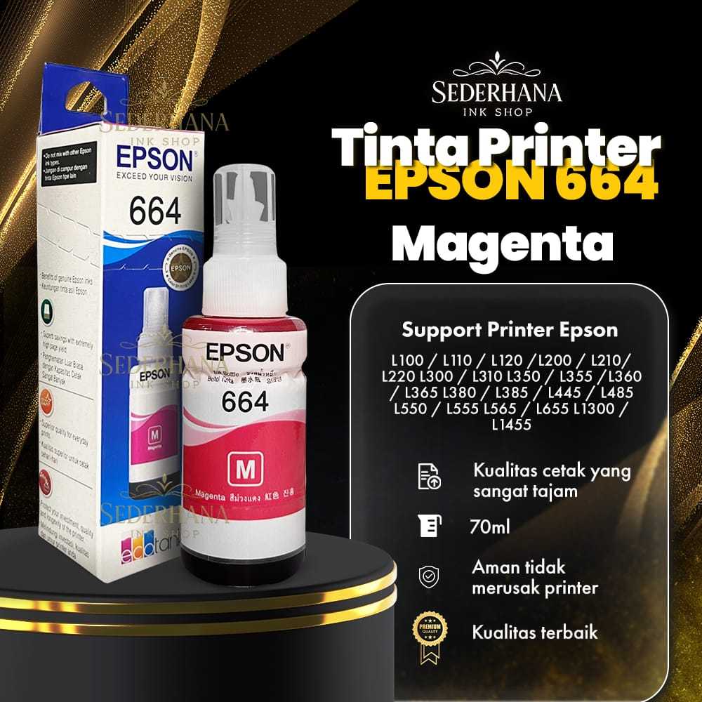 Jual Tinta Original Epson 664 Magenta Printer L110 L120 L130 L200 L210 ...