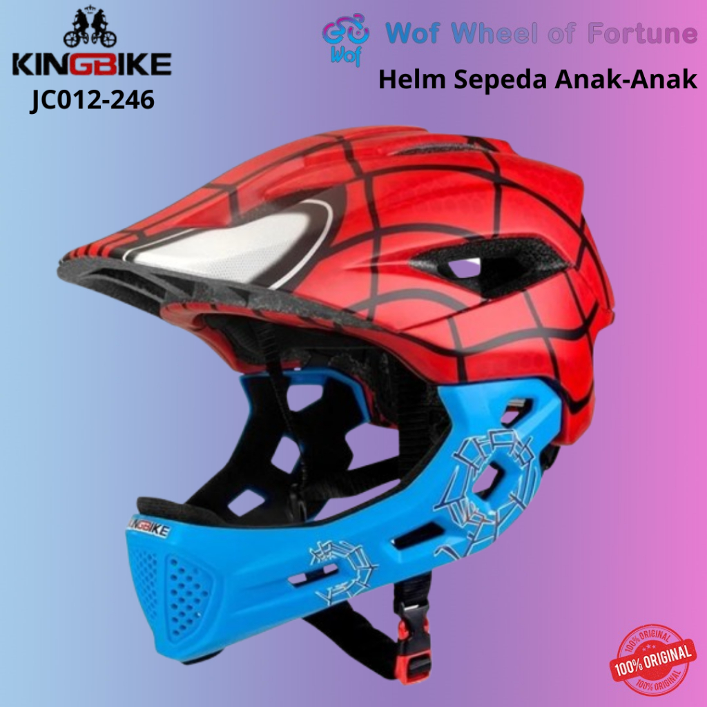 Jual KINGBIKE Kids JC012-246-R Helm Sepeda Anak Spider-Man Full Face ...