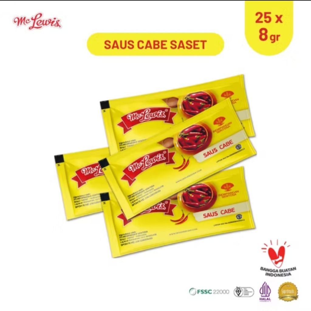 Jual Saos Sambal/ Chili Sauce Mc Lewis Saset/ Sachet 8 gram | Shopee ...