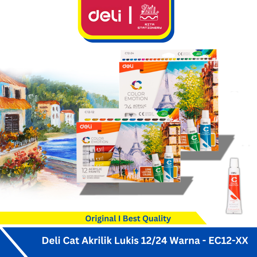 Jual Deli Cat Akrilik / Acrylic Paint 12 / 24 Warna 12ml Dapat Anak ...