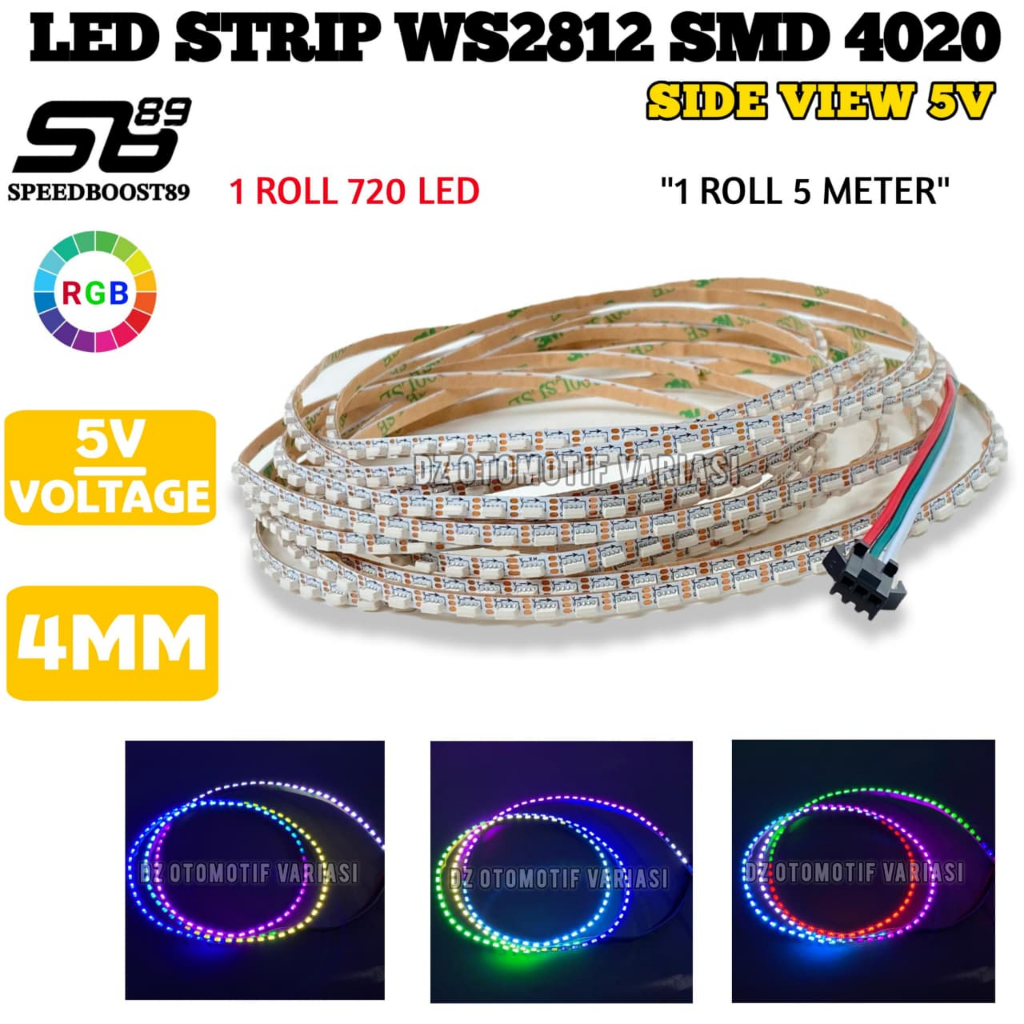 Jual [1 Roll] Led Strip Side View 4020 RGB WS2812 4mm 5 Volt 144 Led ...