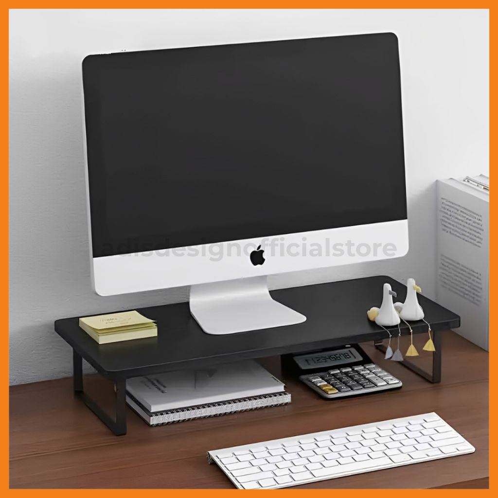 Jual Stand Monitor Meja Peninggi Layar Komputer Laptop Kayu Kaki Besi ...