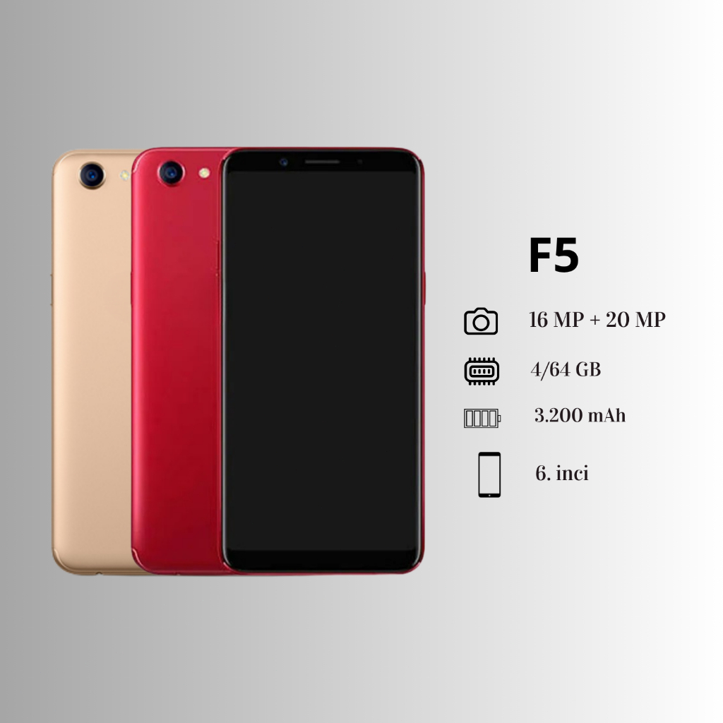 Jual HP Oppo F5 4/64 GB KAMERA 16MP+20MP GARANSI 1 TAHUN ORIGINAL ...