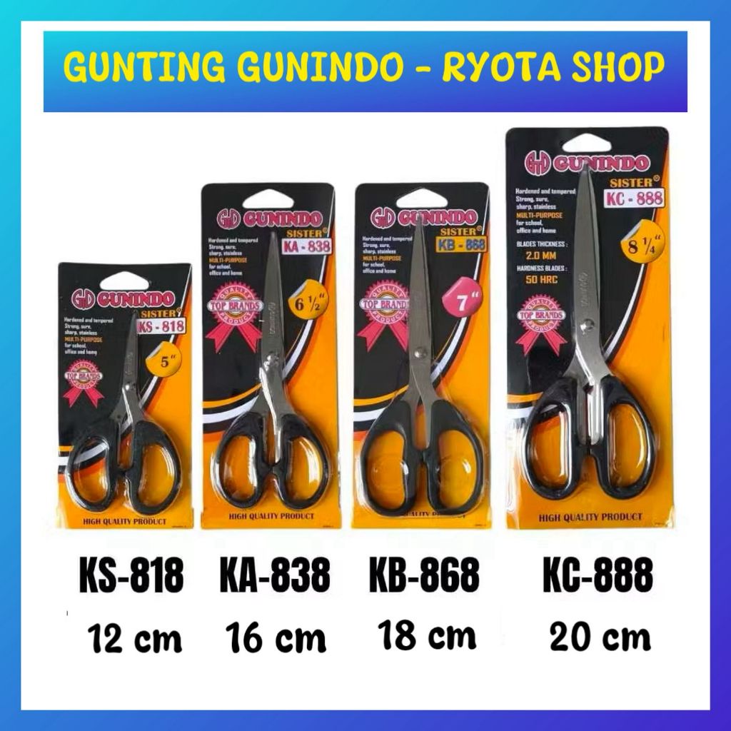 Jual (1 PCS) Gunting Kertas Gunindo 4 Ukuran | Gunting Gunindo Kecil ...