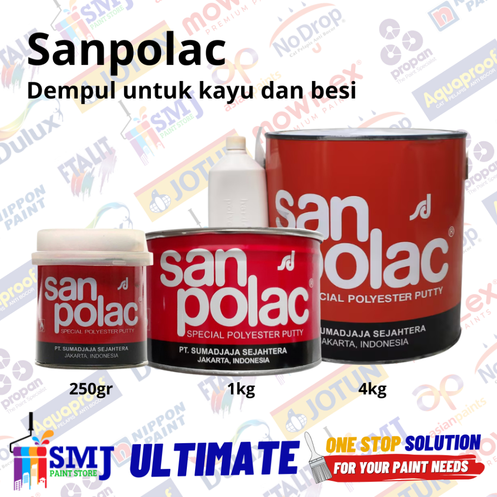 Jual Dempul Serbaguna Plastik, Kayu, Besi SANPOLAC Ukuran 250gr ...