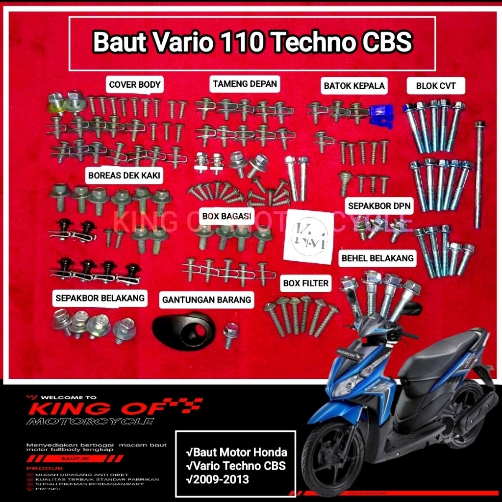 Jual Baut Body Lengkap Fullset Honda Vario Techno 110 CBS Fullbody ...