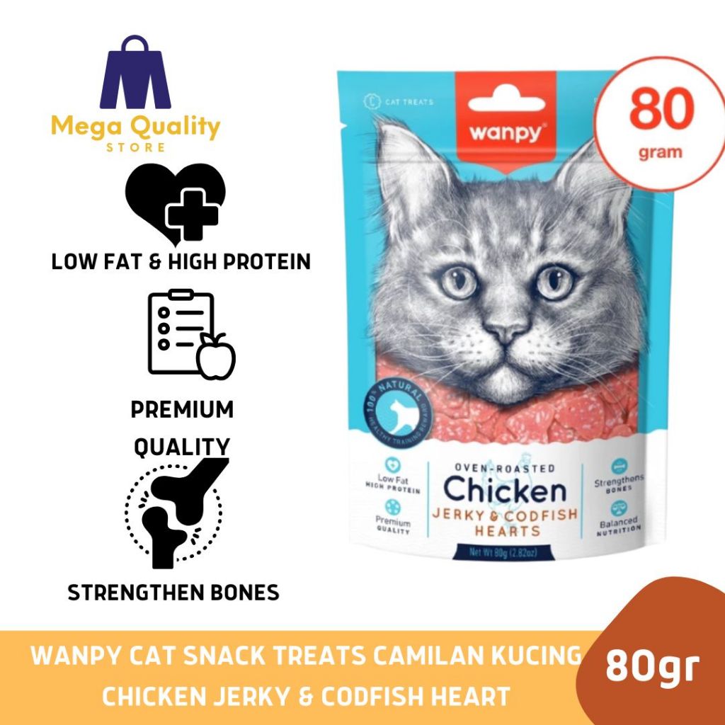 Jual Wanpy Cat Snack Treats Camilan Kucing Chicken Jerky & Codfish ...