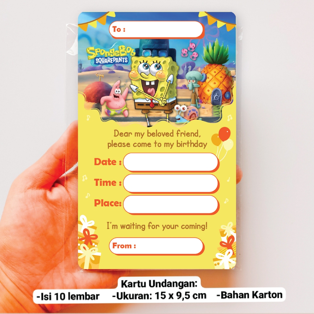 Jual KARTU UNDANGAN SPONGEBOB SQUAREPANTS PAKET DEKORASI ULANG TAHUN ...