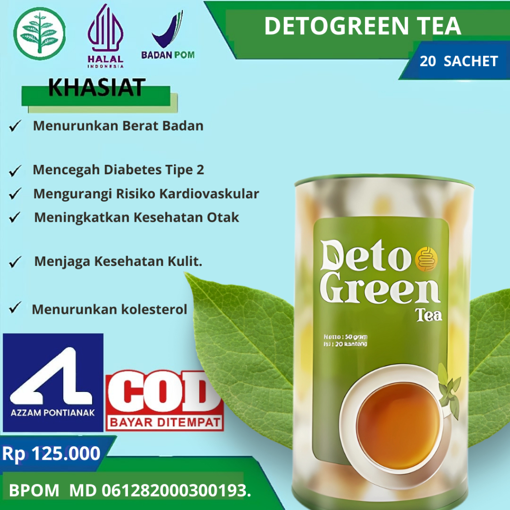 Jual DETOGREEN Teh herbal detox sistem pencernaan 50 gram isi 20 sachet ...