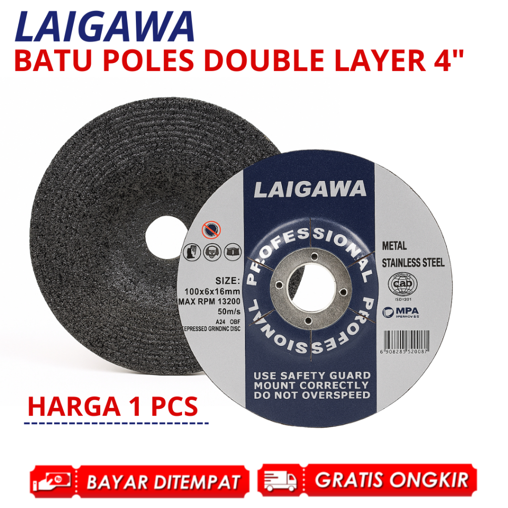 Jual Batu Gerinda Poles Besi 4" LAIGAWA Grinding Wheel Double Layer ...