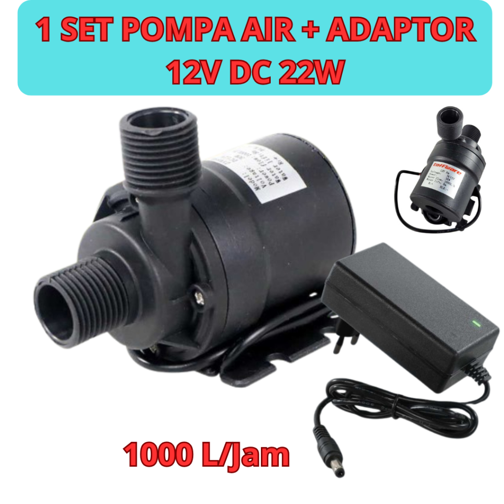 Jual HAN Pompa Air Aquarium Ikan Submersible Pump 12V 30W + Adaptor 12V ...