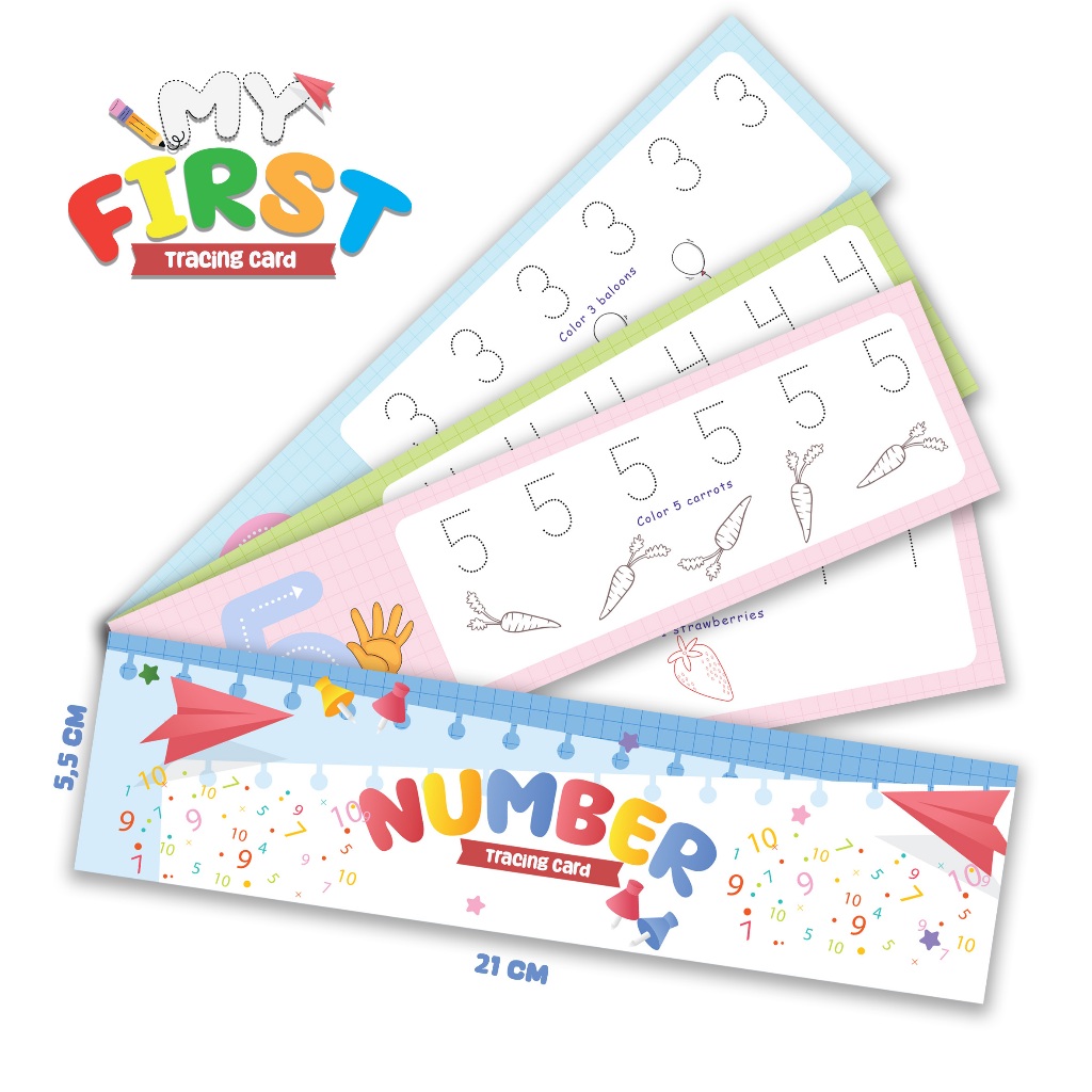 Jual Tracing card angka kartu belajar menulis pre writing activities ...