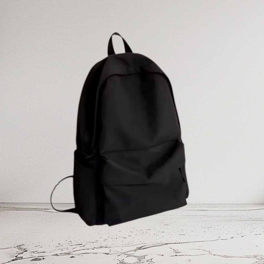 Jual Tas ransel hitam polos pria wanita Tas sekolah warna hitam polos ...