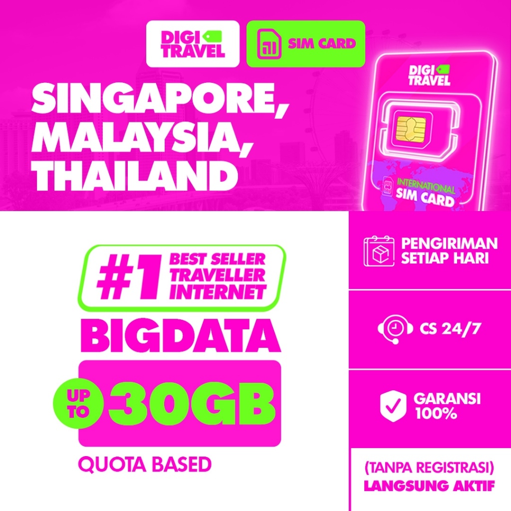 Jual SIM Card Singapore Malaysia Thailand Kuota Besar | Digitravel SIM ...