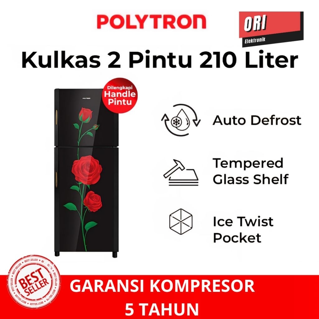 Jual POLYTRON LEMARI ES 2 PINTU 210 LITER BELLEZA VARIA PRM-21DRX ...