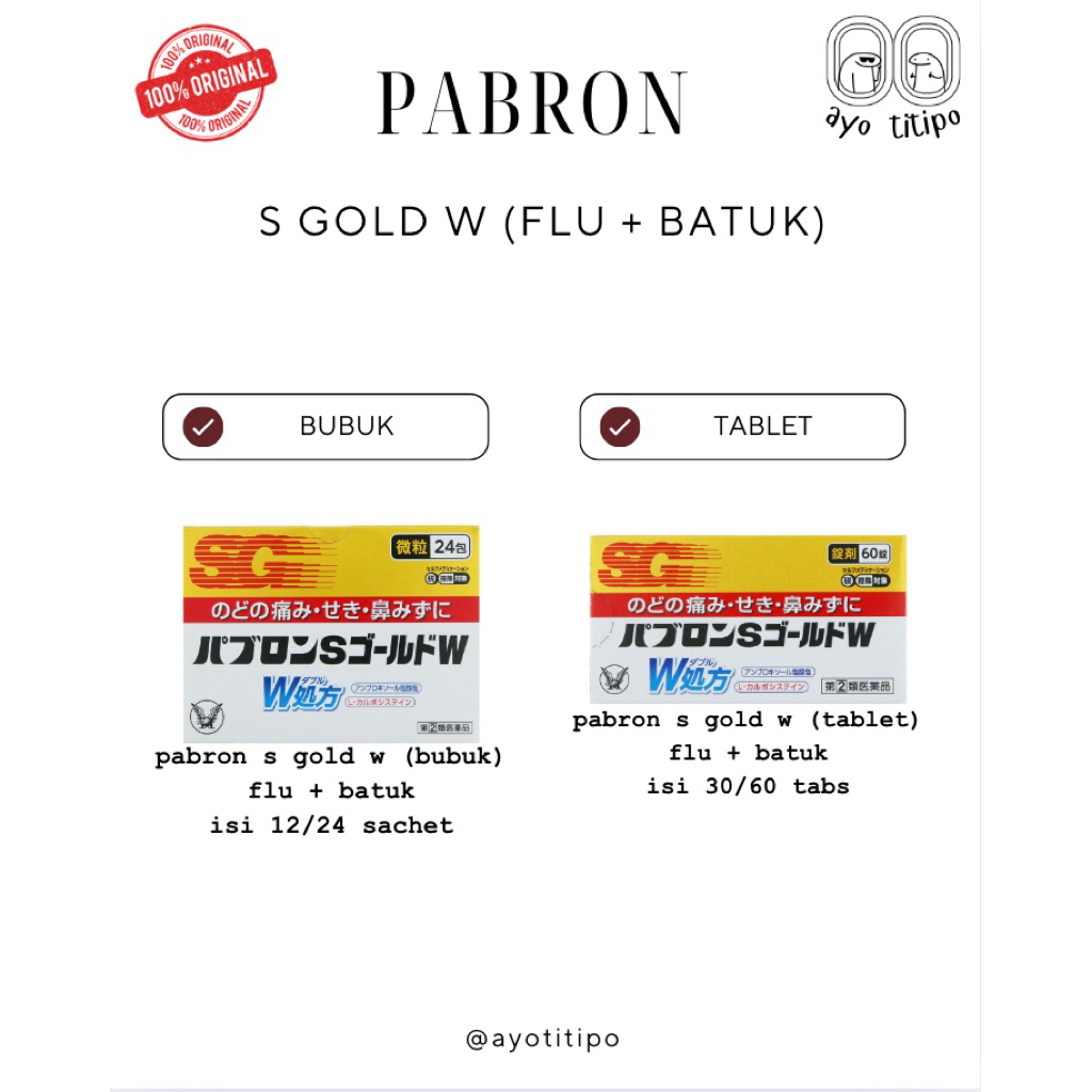 Jual PABRON S GOLD W BUBUK/TABLET | OBAT FLU/BATUK/SAKIT TENGGOROKAN ...