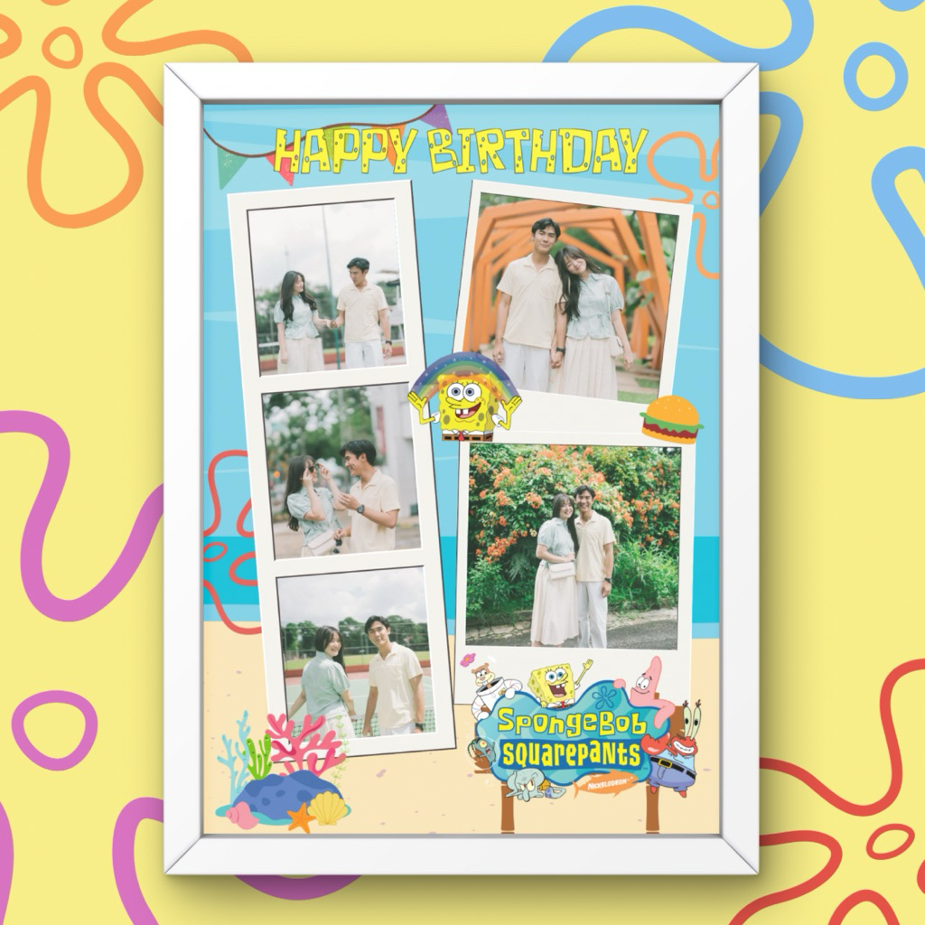 Jual [COD] Custom Pigura Bingkai 4R Foto Spongebob Kado Pacar Birthday ...