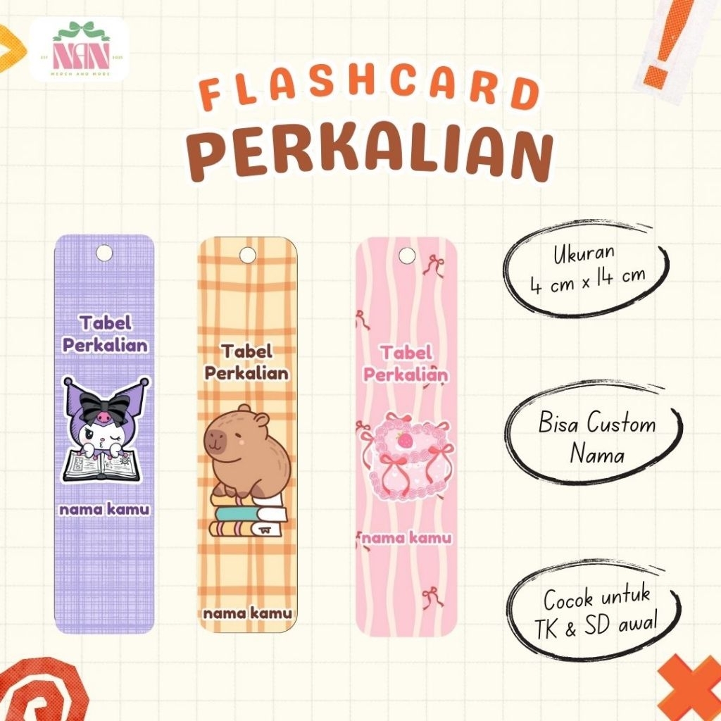 Jual Flashcard Tabel Matematika Perkalian 1-10 Tema Karakter Bisa ...