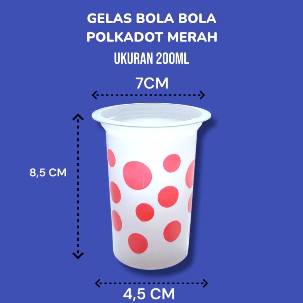 Jual Gelas Plastik BOLA-BOLA / Gelas POLKADOT Merah / Gelas Cup Plastik ...