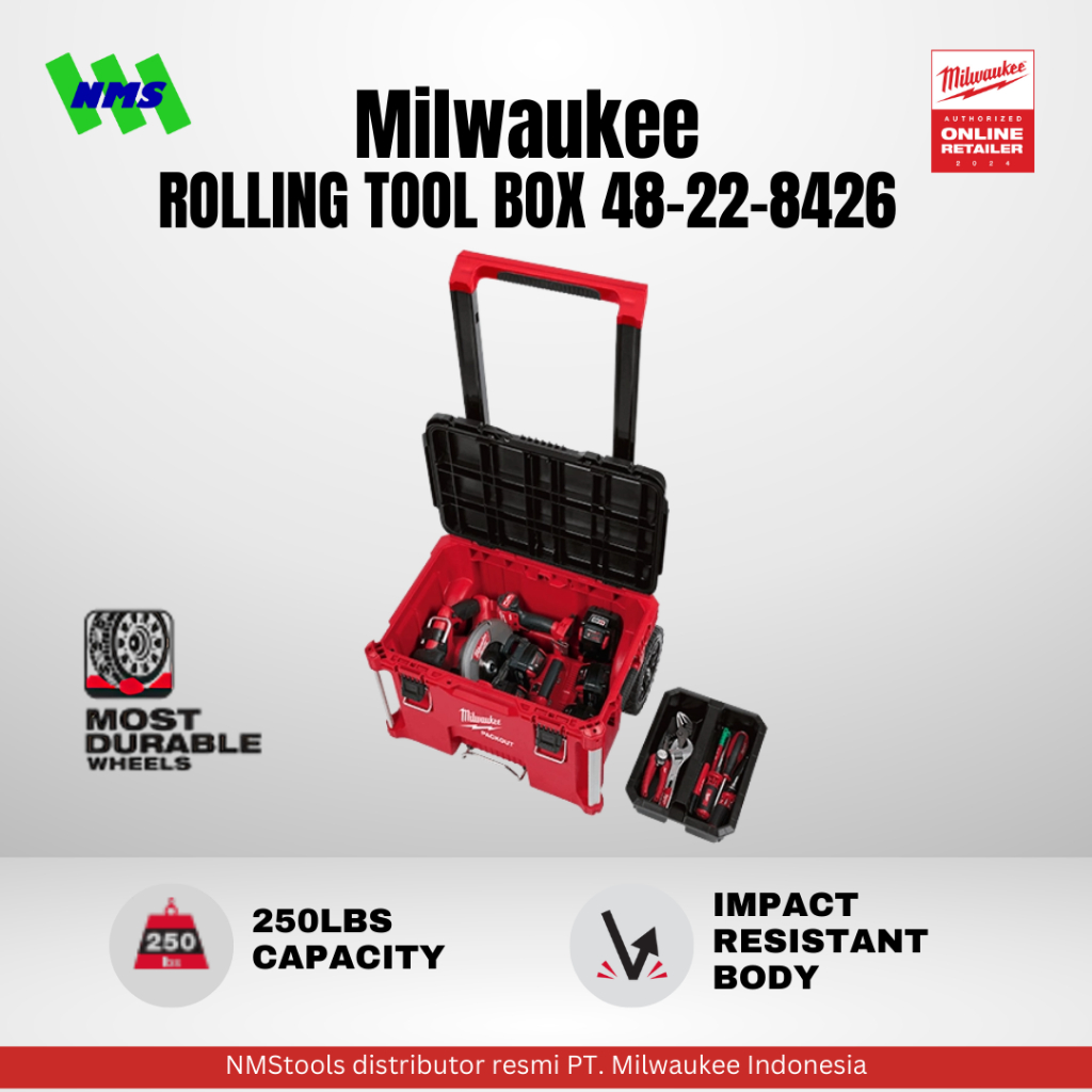 Jual Milwaukee Combo Troli dan Box Perkakas PACKOUT Rolling Trolley ...