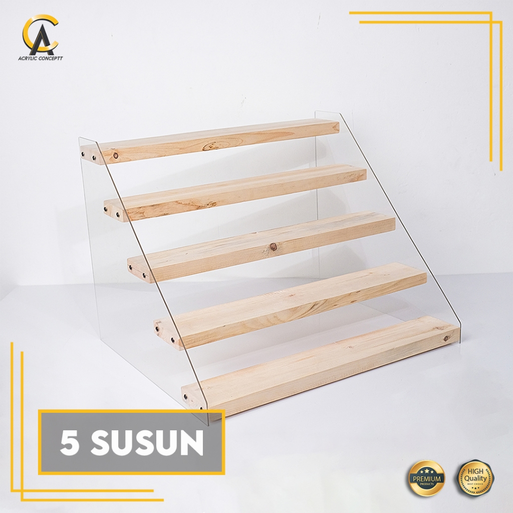 Jual Aesthetic Rak / Rak Kosmetik / Rak Susun Kayu Display Akrilik 4 ...