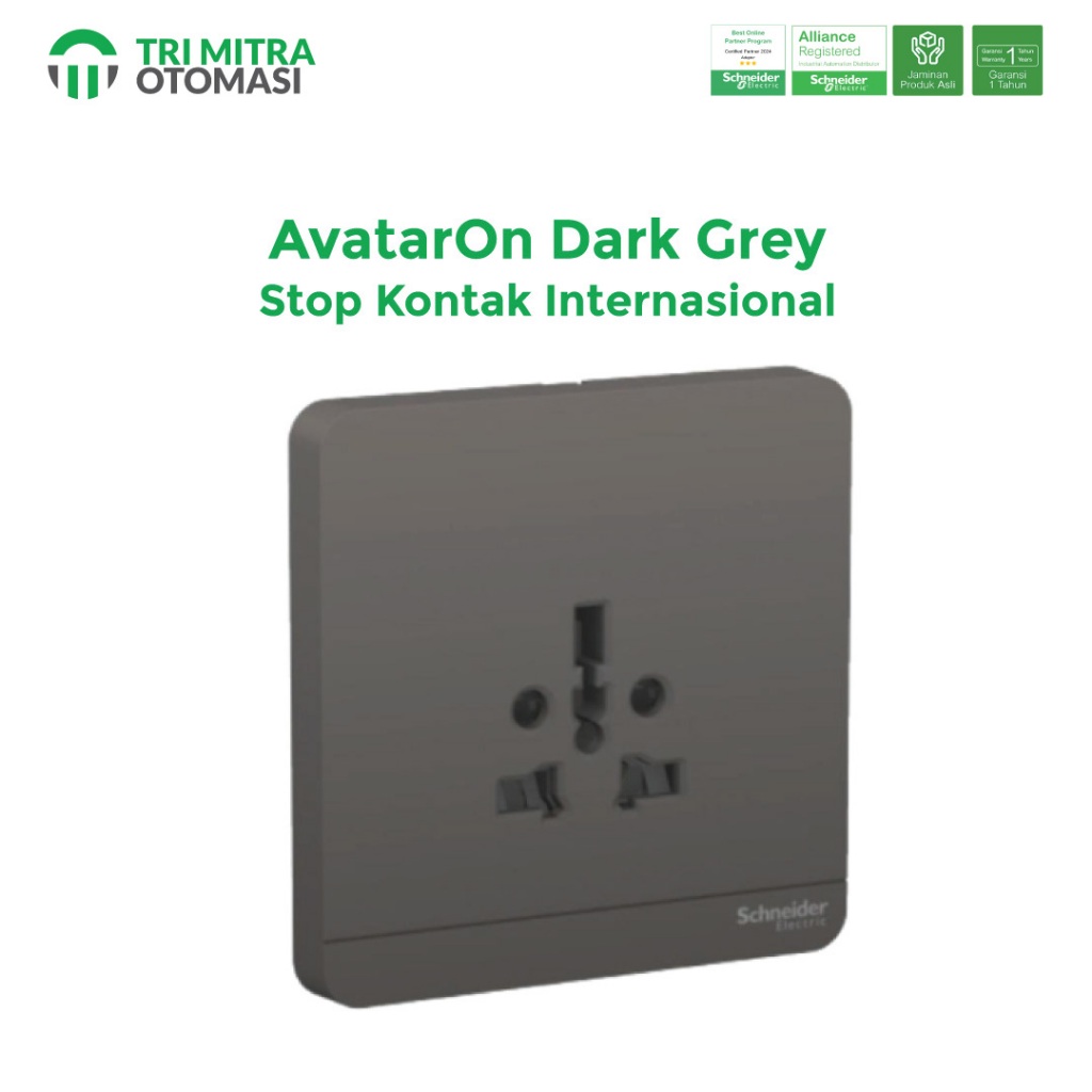 Jual Schneider AvatarOn Stop Kontak Internasional Dark Grey - E83426TS ...