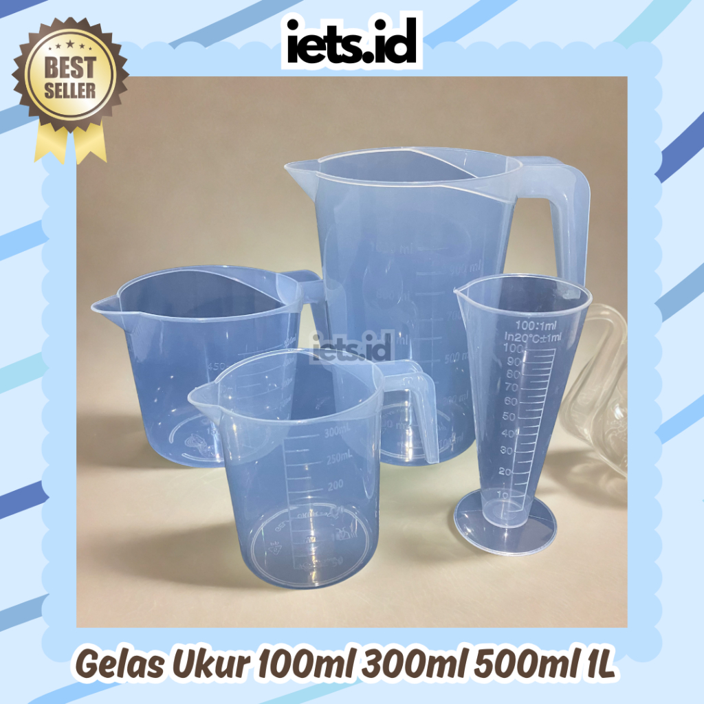 Jual Gelas Takar Ukur 100ml 300ml 500ml 1000ml Gelas Ukur Plastik ...