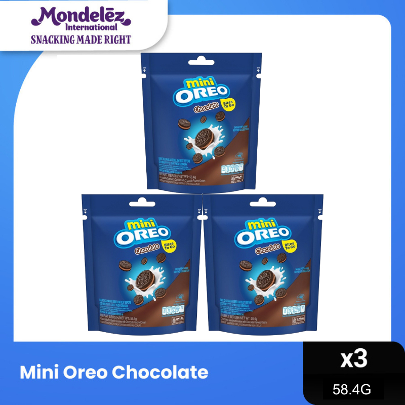 Jual Oreo Mini Biskuit Krim Cokelat 58.4 gr Untuk Traveling - Triple ...