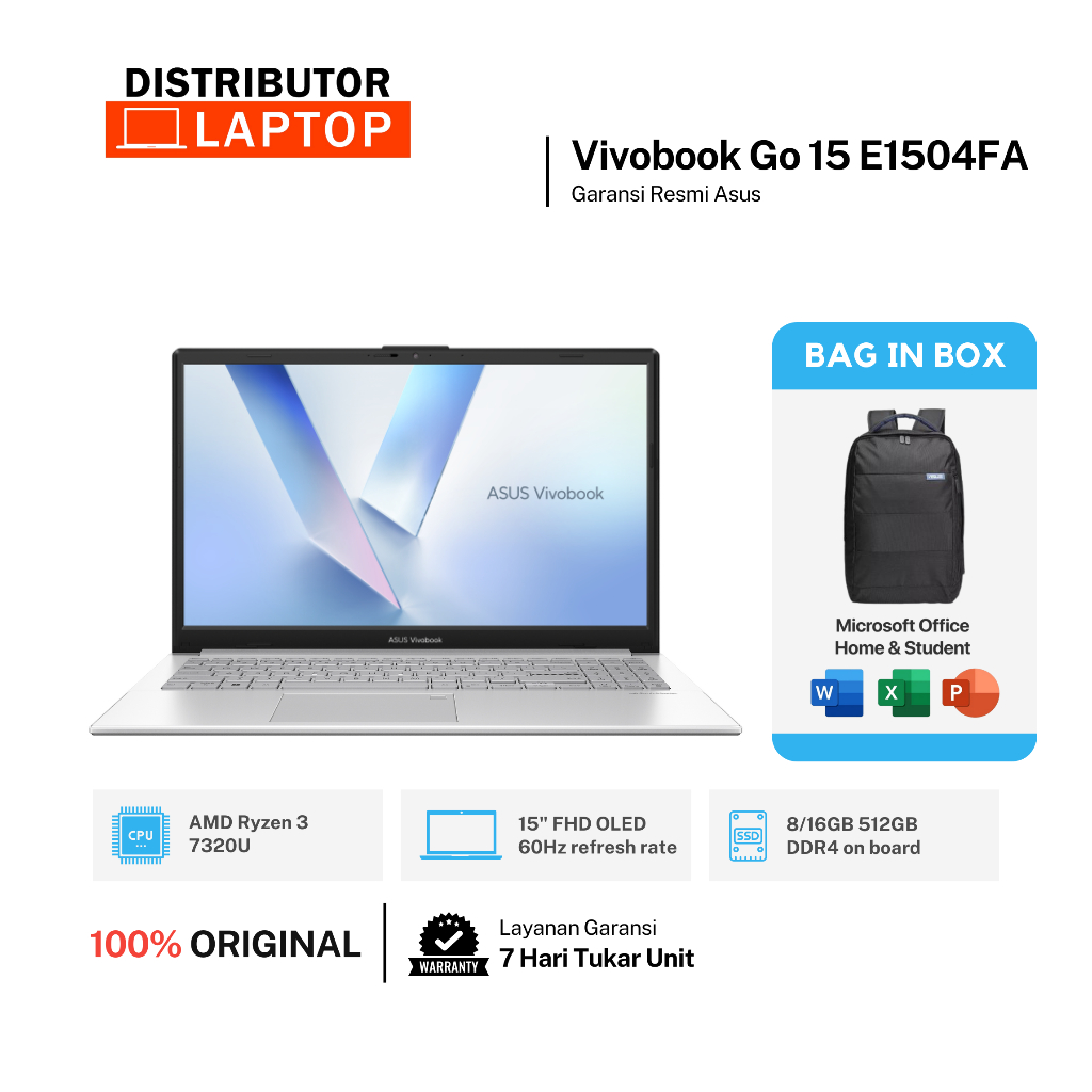 Jual ASUS Vivobook Go 15 OLED E1504FA R3-7320U 16GB 512GB 15.6" FHD ...