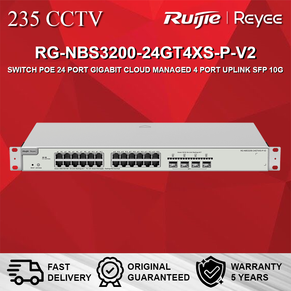 Jual RUIJIE REYEE RG-NBS3200-24GT4XS-P-V2 SWITCH POE 24 PORT GIGABIT ...