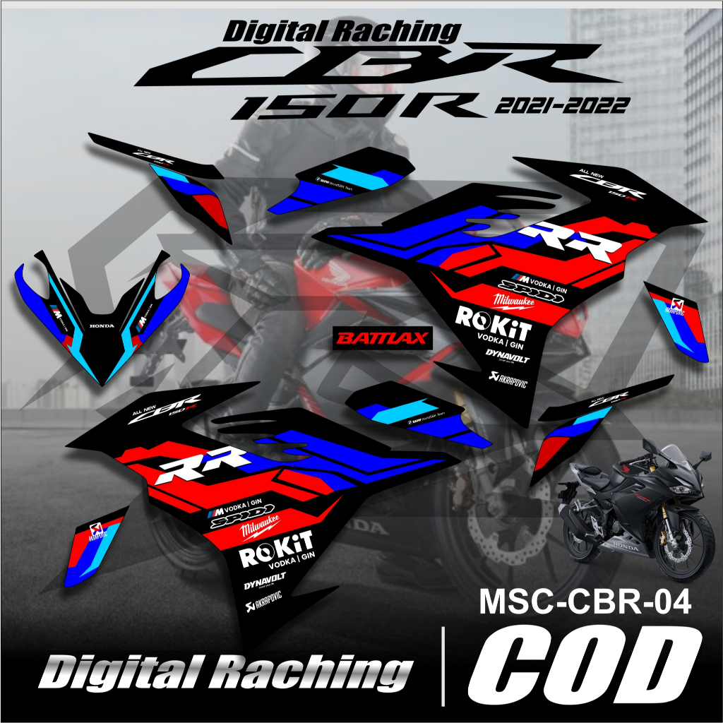 Jual (cod) STICKER CBR 150R NEW K45R BMW TRI COLOR ROKIT / STRIPING CBR ...