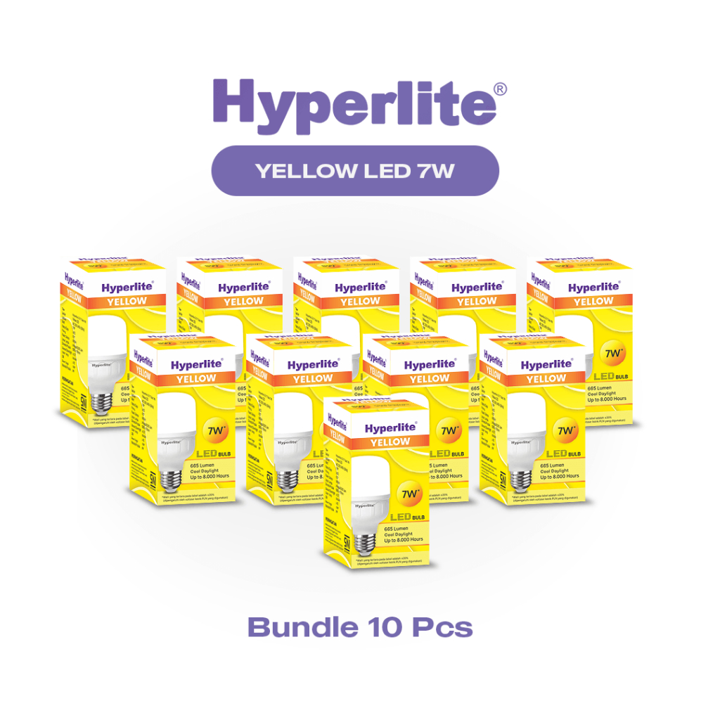 Jual Hyperlite Yellow Lampu Bohlam LED 7W Cahaya Putih isi 10pcs ...