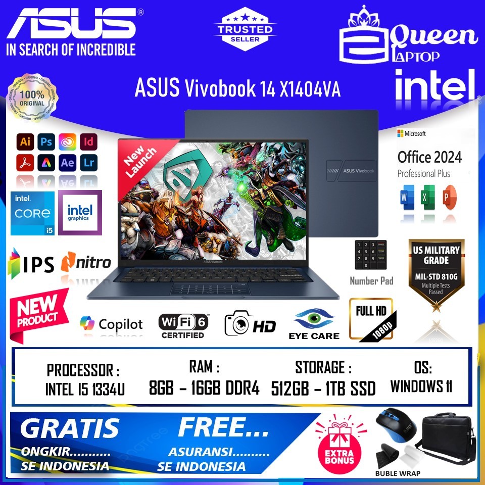 Jual Laptop Baru Asus Vivobook 14 X1404VA INTEL I5 1334U 16GB 512GB 14 ...