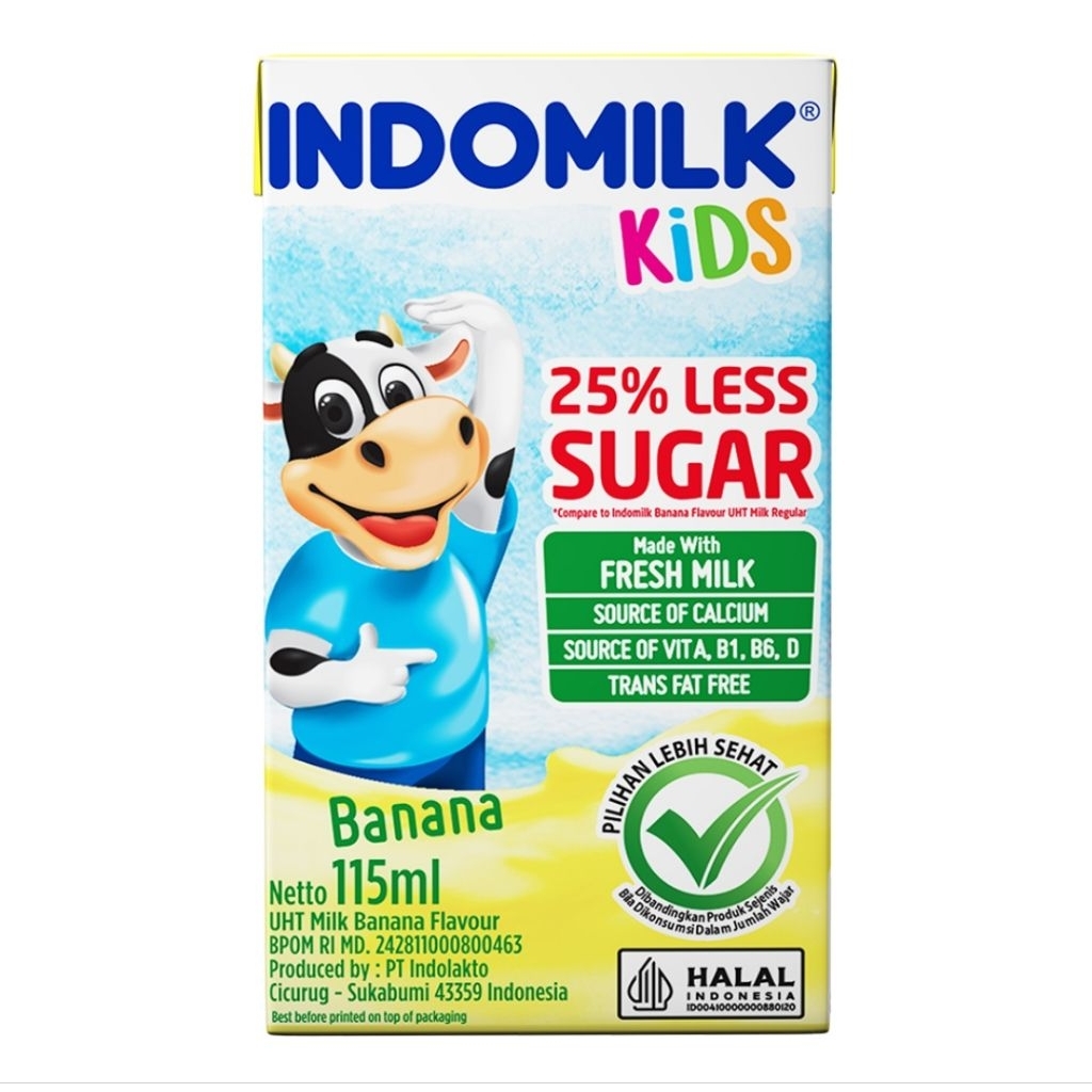 Jual Indomilk Kids Susu UHT Banana Less Sugar 40 x 115/Karton | Shopee ...