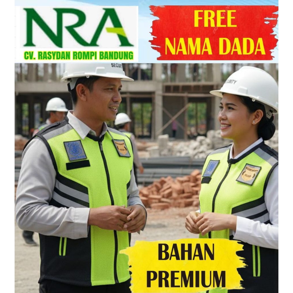 Jual Bahan Tebal Gread A Premium Gratis Nama Dada Rompi Satpam Rompi ...