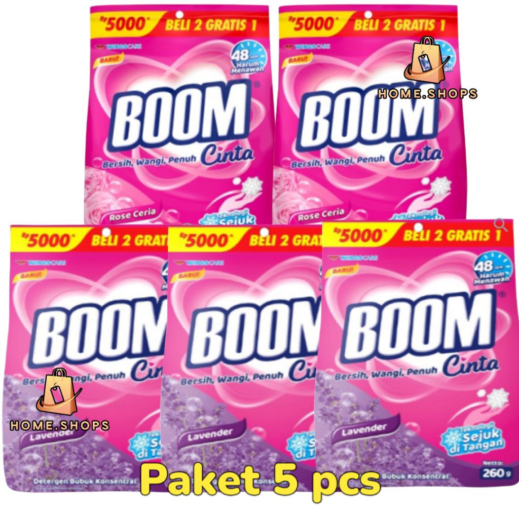 Jual Boom Cinta Dapat 5 Bungkus Eceran 5000 Detergent Bubuk | Shopee ...