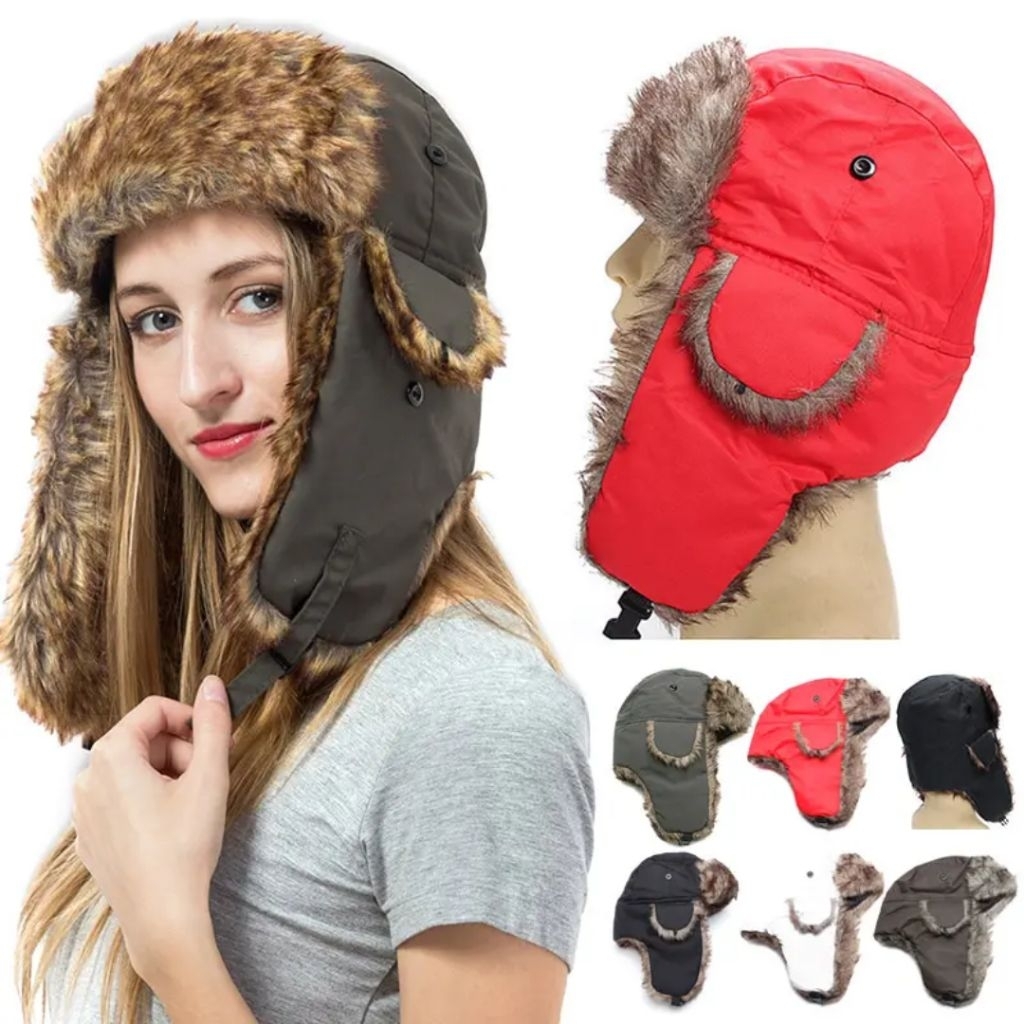 Jual READYSTOCK! Topi Salju Rusia Ushanka Topi Trapper Bomber Anti ...