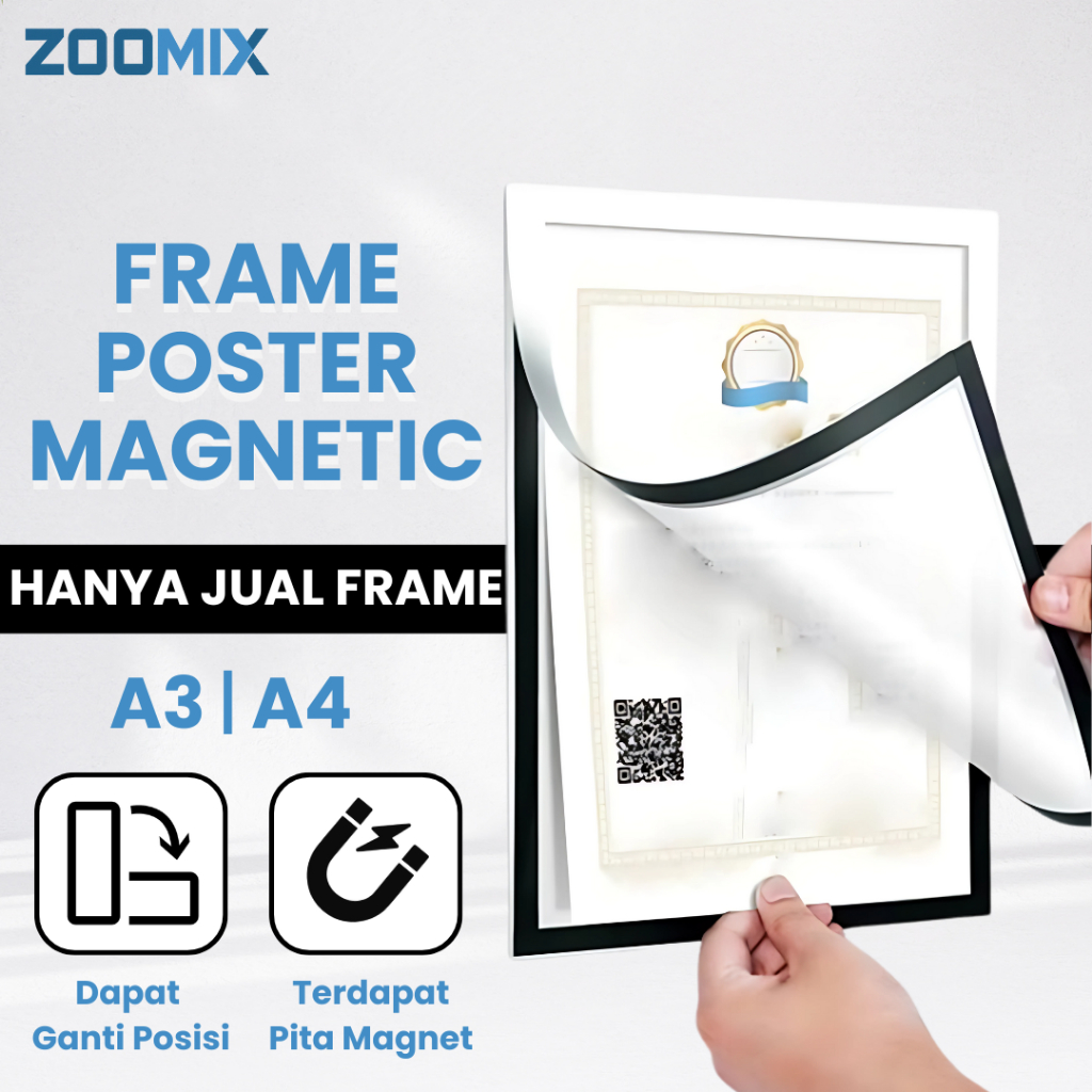 Jual ZOOMIX Frame Bingkai Poster Magnetic A3 A4 Brosur Tempel Dinding ...