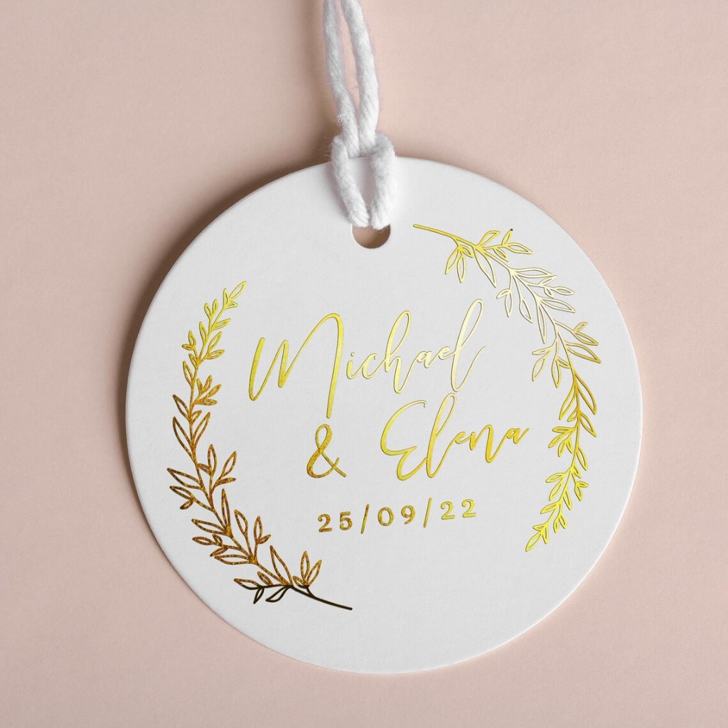 Jual Hang Tag Foil Gold Custom | Round Custom Tags | Hang tag Aesthetic ...