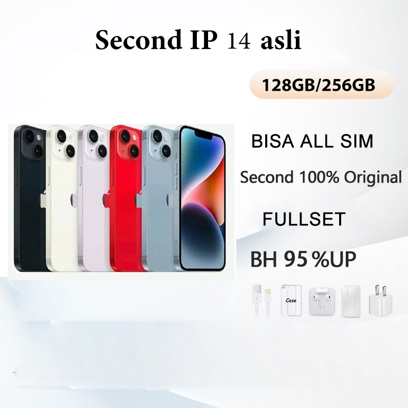 Jual IP 14 128GB/256GB Second ASLI 100% MULUS NORMAL FULLSET Kondisi Perfect BH 95%+ | Shopee ...