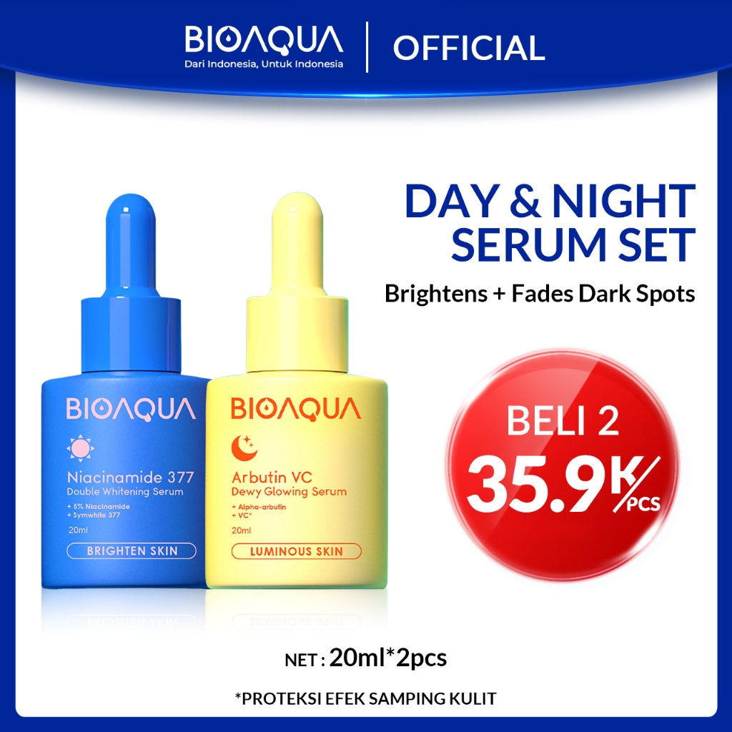 Jual BIOAQUA Day Serum & Night Serum Arbutin Vc Dewy Glowing Serum ...