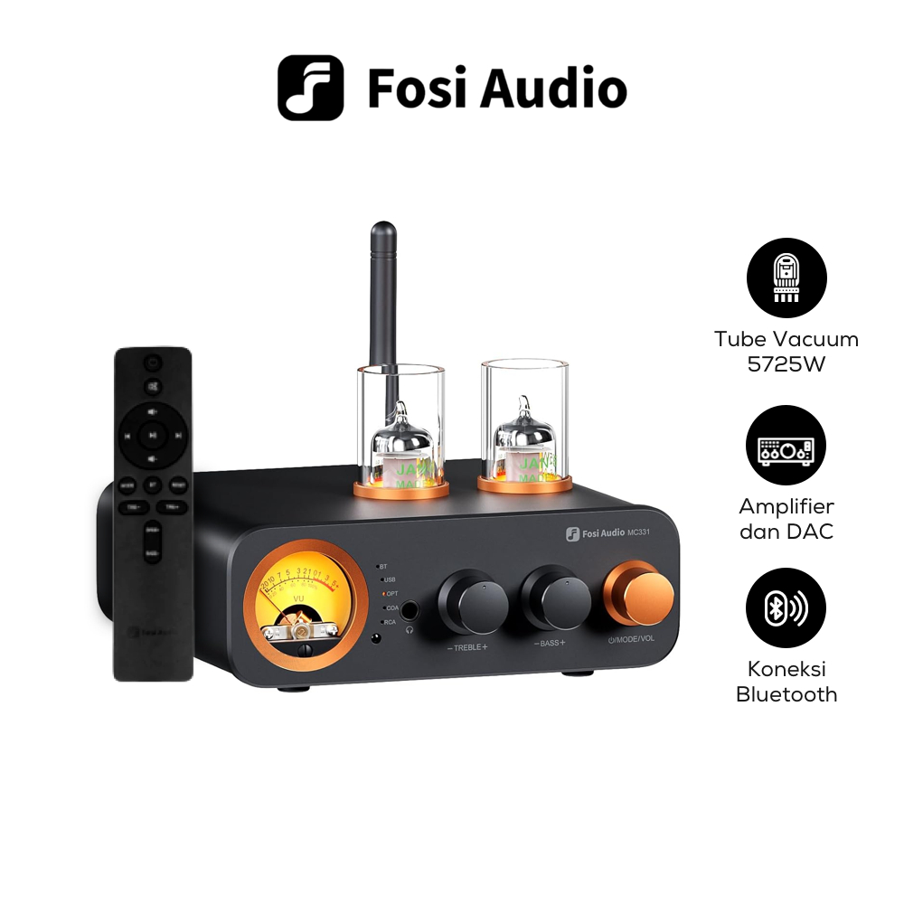 Jual Fosi Audio Amplifier Tube Bluetooth DAC TPA3221 with VU Meter ...