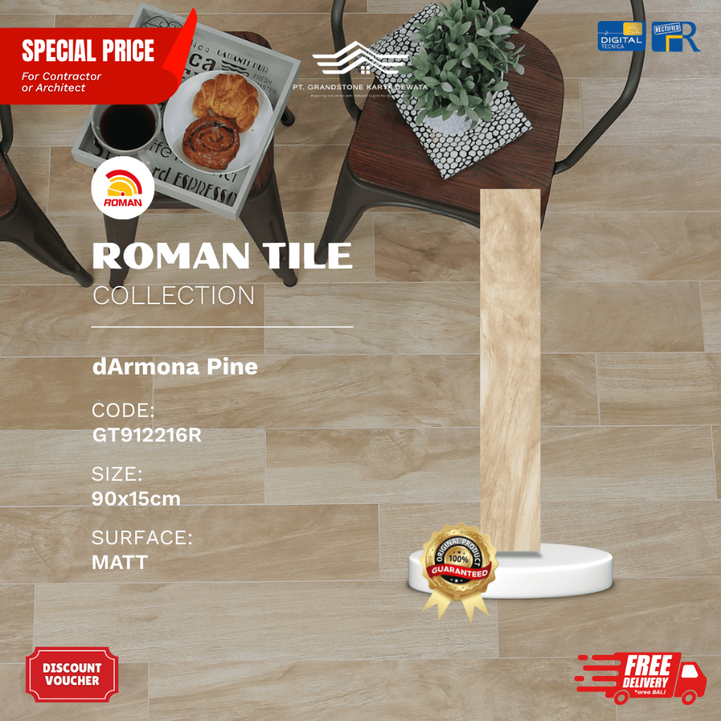Jual ROMAN WOOD MOOD GT912216R dArmona Pine 90x15 [GRADE A] | Shopee ...
