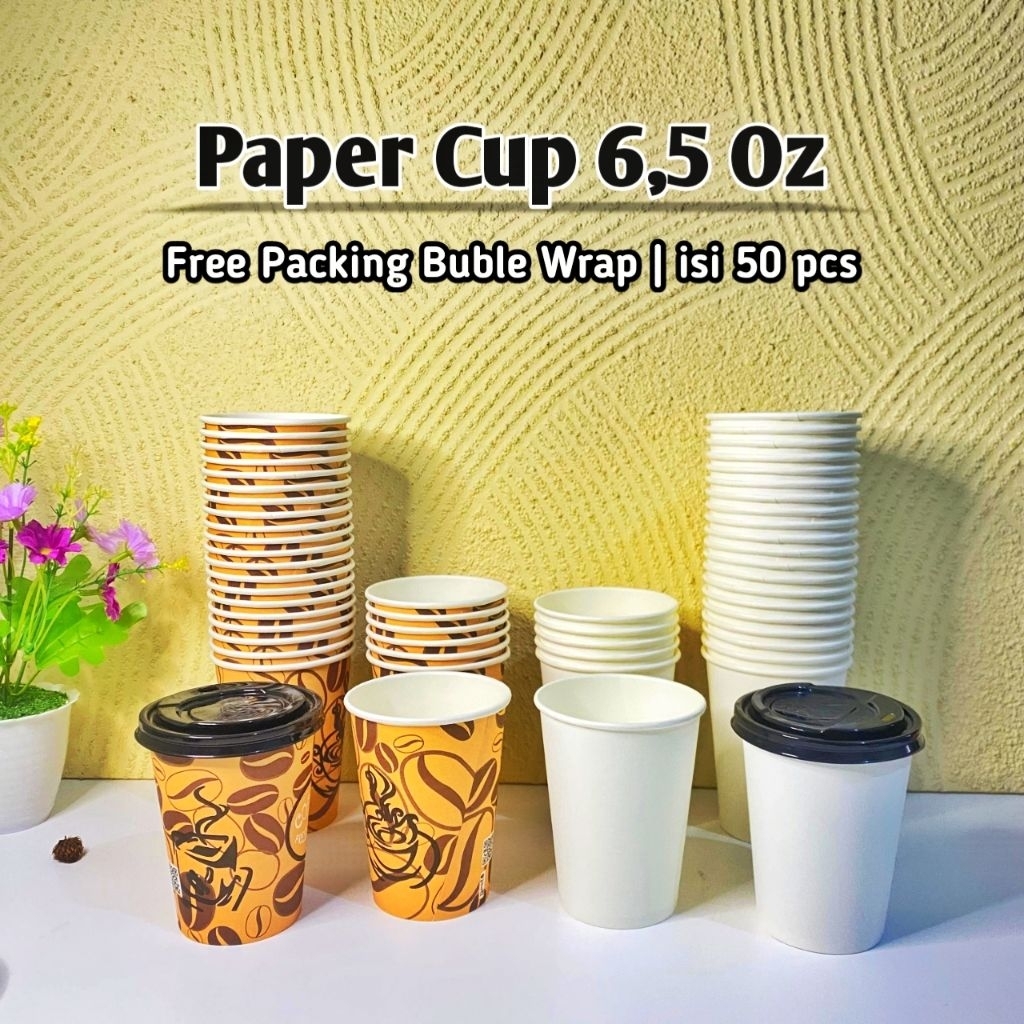 Jual (50PCS) Paper Cup 6,5 oz Premiun | Gelas Kertas Hot Coffe | Gelas ...